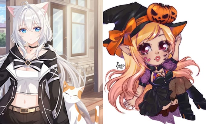 Draw chibi anime art from original character fanart vtuber pet pfp and ...