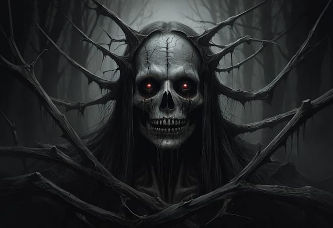 Draw detailed creepy and terrifying dark art illustration by Dazhargess ...