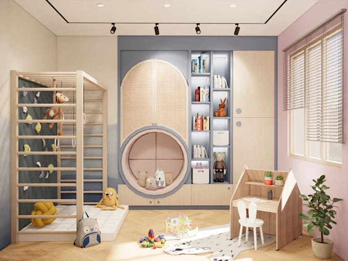 Design cgi interior 3d kids room nursery ikea bedroom playroom ...