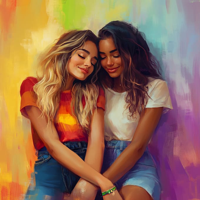 Paint a stunning watercolor friendship portrait by Juliagulu | Fiverr