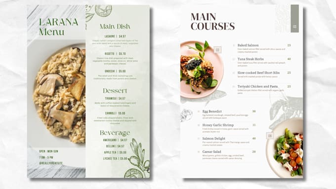 An amazing menu design, food menu, restaurant menu design by Kaze ...
