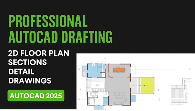 Draw 2d floor plan and others section details in auto cad by Akram800639 | Fiverr