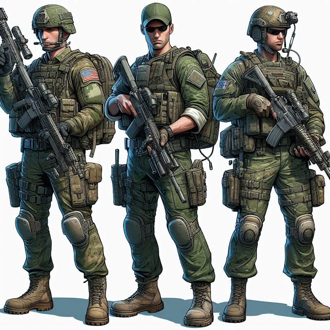 Draw military themed illustrations by Toshinnon | Fiverr
