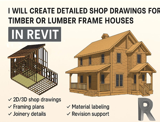 Create detailed shop drawings for timber or lumber frame houses in revit by Hieutran93 | Fiverr
