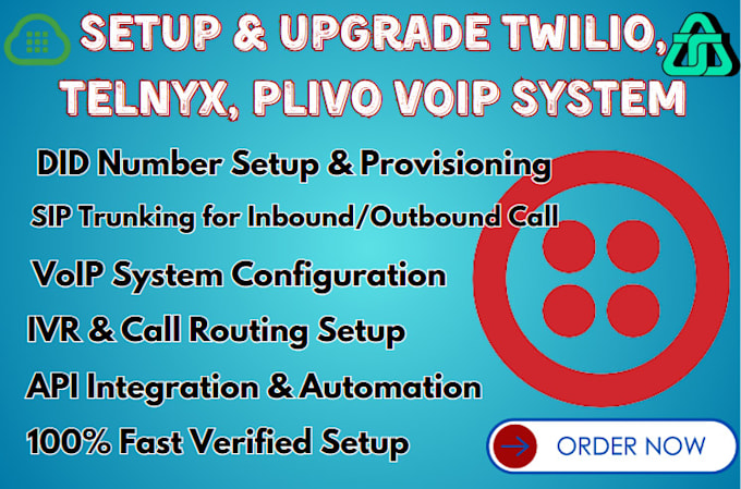Setup did number sip trunk, twilio, telnyx plivo voip inbound and outbound by Quadrixexpert | Fiverr