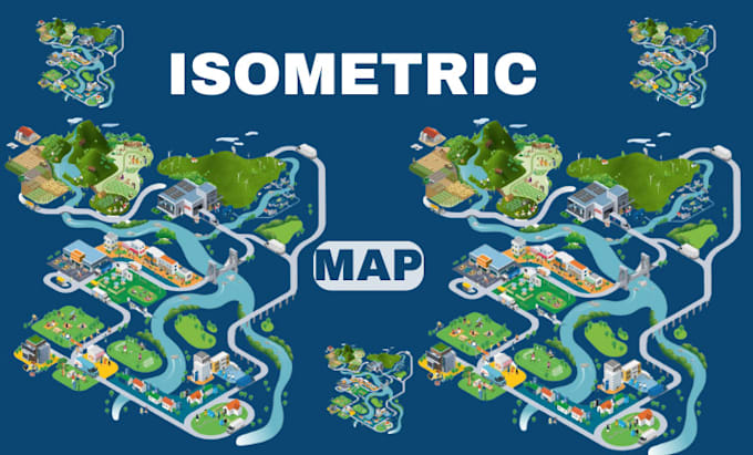 Design isometric illustration map isometric projection drawing flat and ...