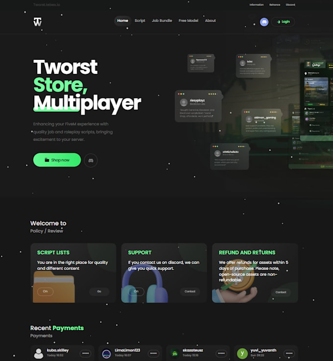 Create beautiful tebex store design for script store by Ion_st | Fiverr