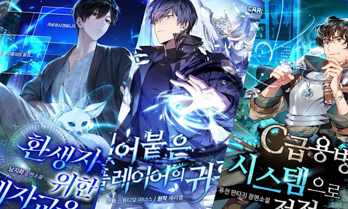 Design webtoon book cover light novel manhwa cartoon illustration ...