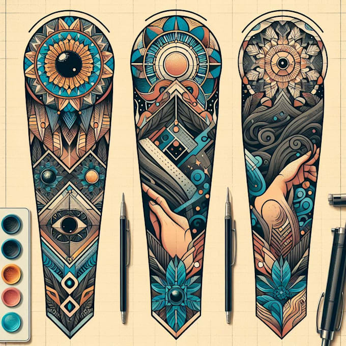 Create custom tattoo design, tattoo sleeve by Badgigatorh | Fiverr