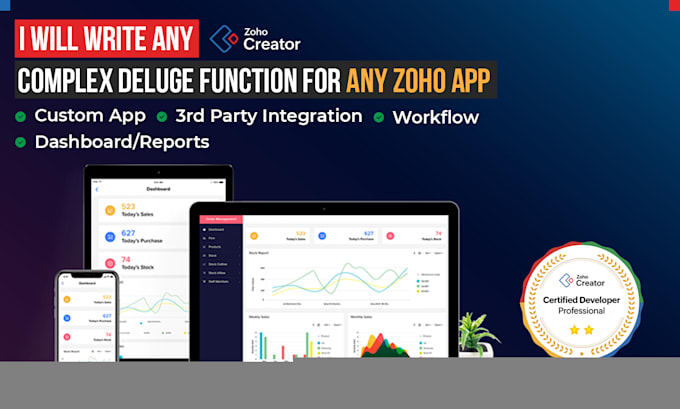 Write any complex deluge function for any zoho application by Siraddison | Fiverr
