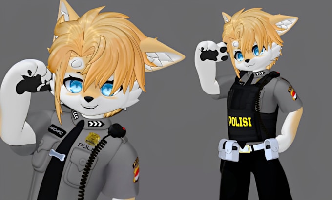 Custom 3d avater furry vrchat avatar anime vr character vrc model unity ...