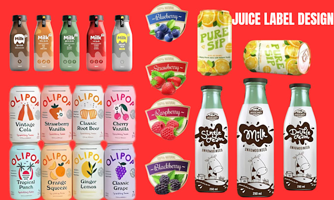 Illustrate juice label, label design, logo design, bottle label, can ...