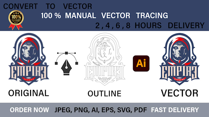 Do vector tracing, recreate logo, manual vectorization by Zainaligr | Fiverr