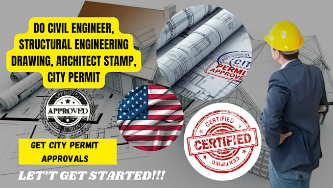 Do civil engineer, structural engineering drawing, architect stamp ...