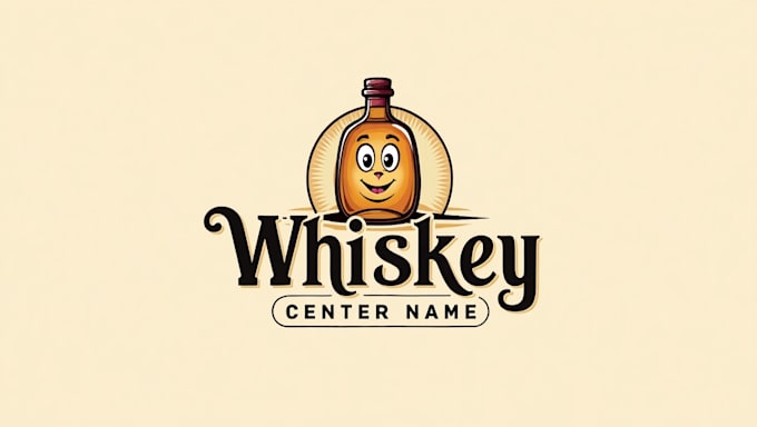 Do awesome whiskey bottle cartoon mascot round mascot logo design by ...