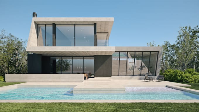 Remodel 3d cgi luxury home design, smooth facade, sweet home render ...