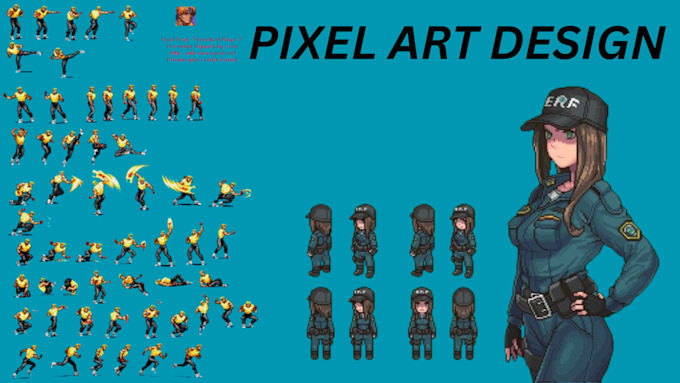 Do isometric pixel art character design, sprite sheet and animation ...