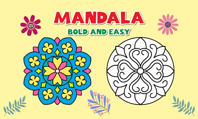 Create bold and easy mandala coloring pages and book cover by Editing ...