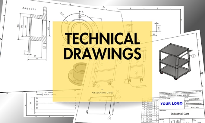 Provide industrial 2d technical drawings by Giustalessandro | Fiverr
