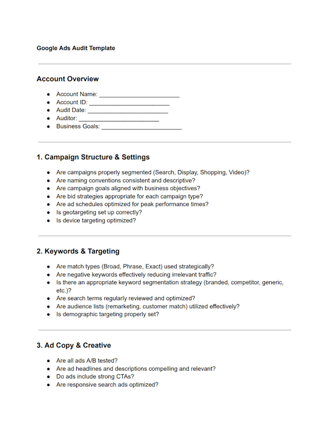 Audit paid advertising campaigns and make strategic recommendations by ...