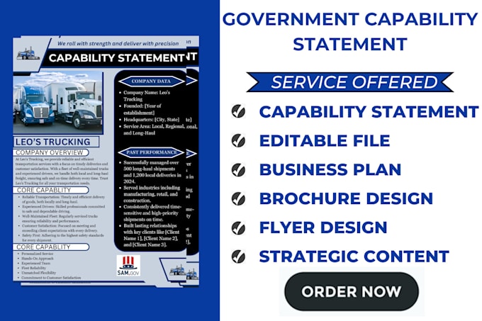 Create a professional capability statement, rfp bid proposal, and business flyer by Susankelly8 ...