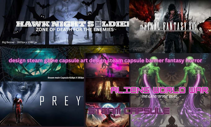 Steam game capsule art design steam capsule banner fantasy horror ...