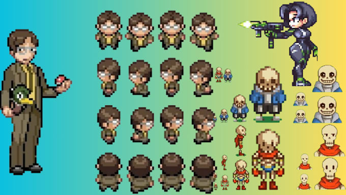 Crear una hoja de sprites de pixel art, sprites de fnf, arte de juegos ...