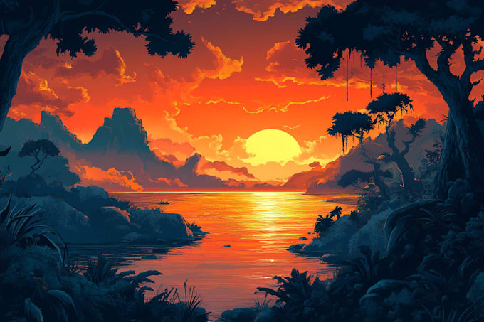Draw fantasy landscape background by Kileynamurray | Fiverr