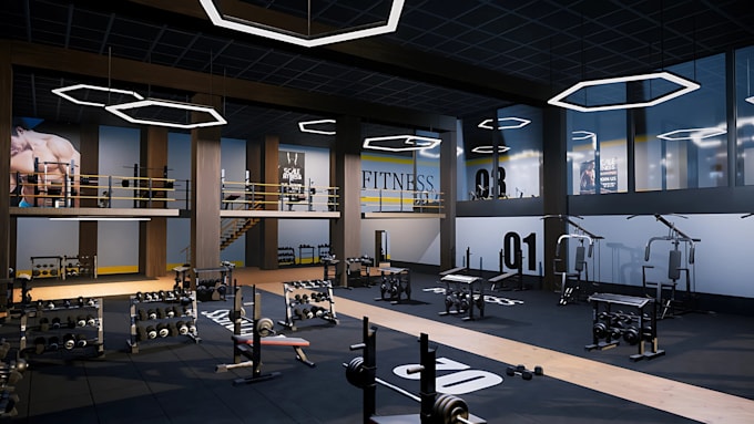 Design high realistic 3d wellness space, home gym, spa, yoga ...