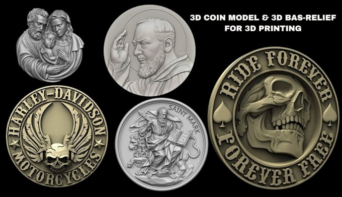 3d coin model 3d bas relief design 3d medallion 3d printing cnc relief ...