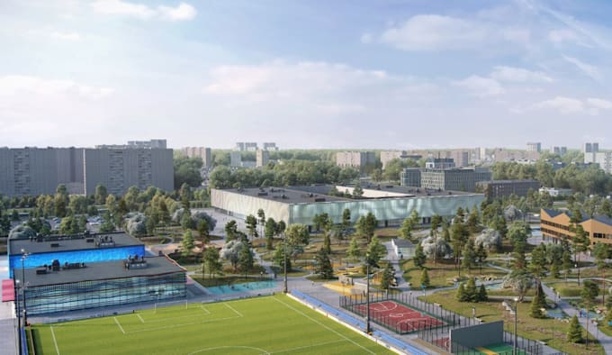 Render 3d stadium design,3d sport complex, facilities sport field ...