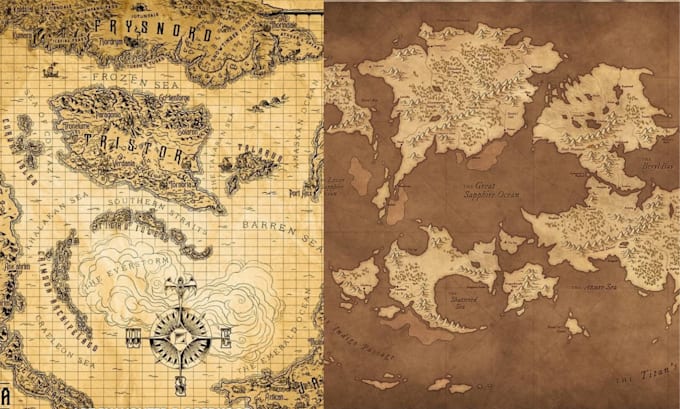 Do world fantasy map, novel map, city map, dnd campaign map, board game map