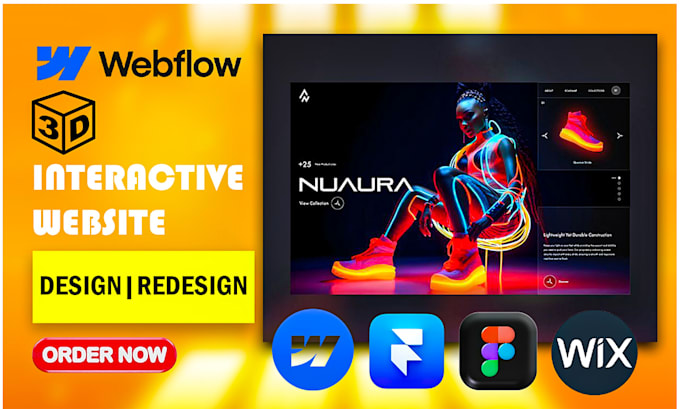 Build develop design 3d interactive website on webflow wix studio framer website by Richarda ...