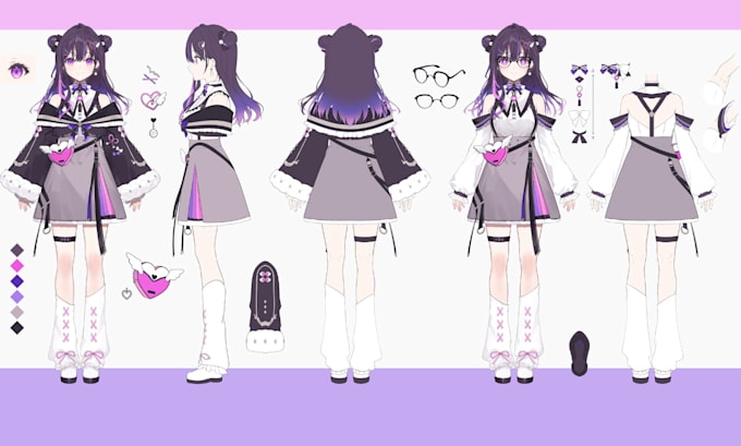 Draw character sheet design in vtuber, anime, manga, character ...