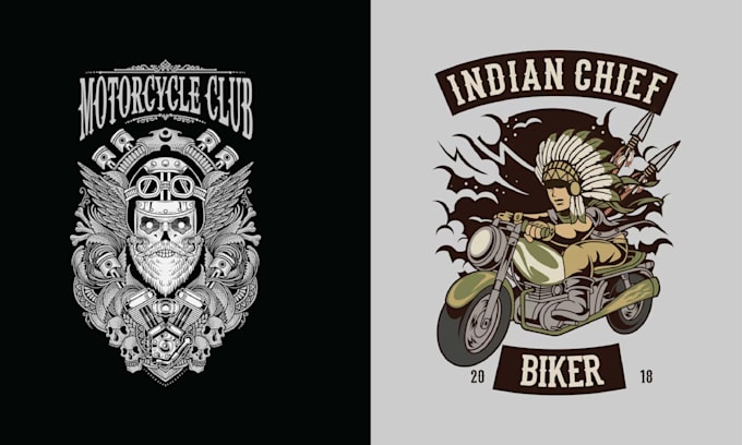 Create vintage t shirt biker motorcycle logo by Kodenuk | Fiverr