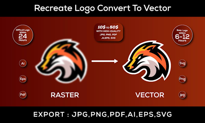 Recreate, remake, redraw, modify, change, vectorize your logo or image by Classicalfaysal | Fiverr