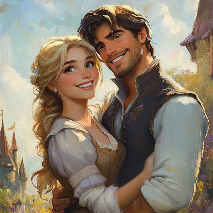 Draw cartoon disney couple portrait by Broldarnom | Fiverr