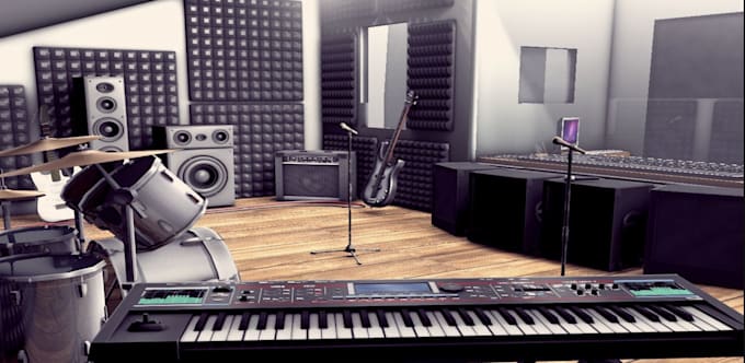 Restore 3d office workstation,music room design,art studio render ...