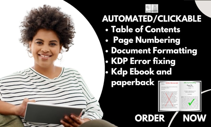 Create an automated table of contents, add page numbering, and fix kdp ...