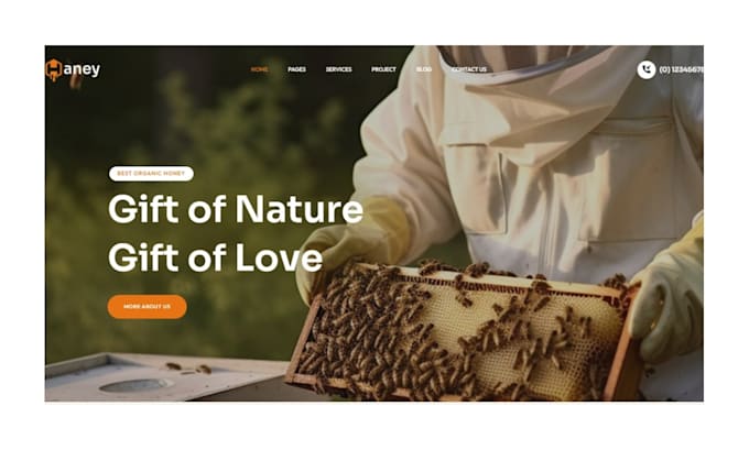 Design beekeeping beehive landing page organic honey website beekeeping ...