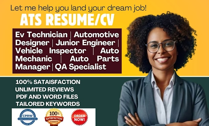 Write automotive designer resume, ev technician, mechanic industrial ...