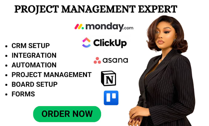 Set up automate monday crm asana trello clickup notion make com by Priscilla_ach | Fiverr