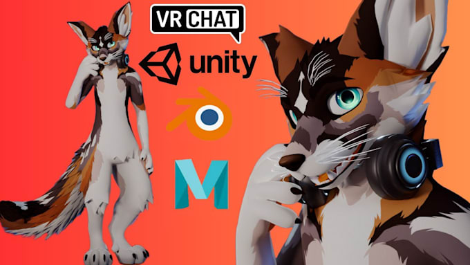 Hacer avatar 3d vrchat, modelo furry vrc, avatar 3d, avatar femboy vrc nsfw en unity