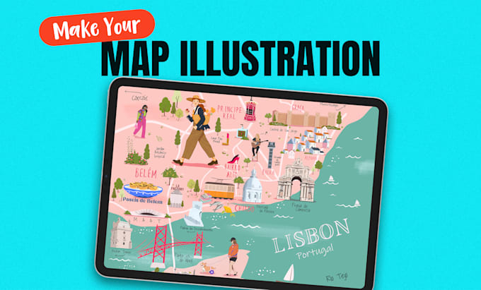 Make amazing doodle map illustrations of any city country, place