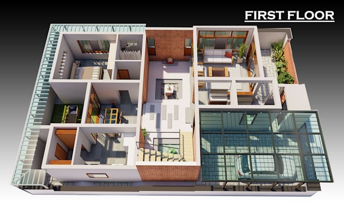 Do 3d isometric house 3d floor plan interior exterior in revit ...