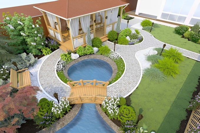 Design your backyard, garden, terrace, realistic landscape by ...