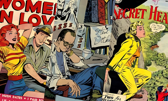 Create a retro vintage comic, comic page, vintage illustration and ...