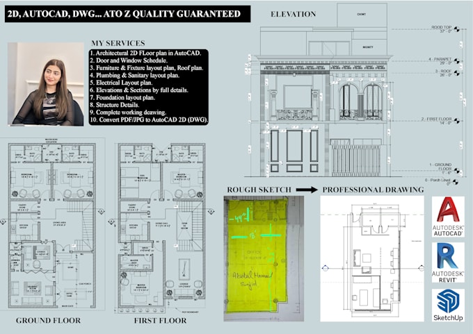 Draw 2d plan or any other architectural blueprints drawing into autocad ...