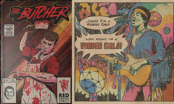 Draw retro vintage comic illustration pop art 70s design retro comic ...