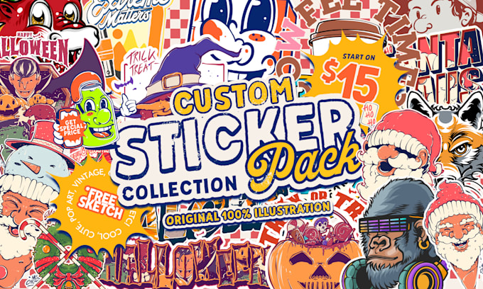 Create a sticker collection packs custom design by Mmninestudio | Fiverr